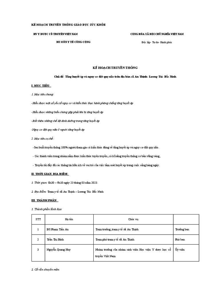 Kế Hoạch Tt-gdsk Tổ 14 y5dk14 | PDF