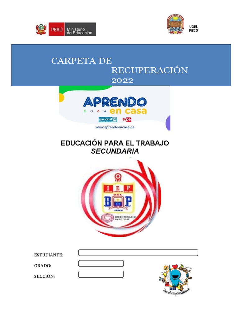 Carpeta de Recuperación - Ept 3ero | PDF | Aprendizaje | Iniciativa empresarial