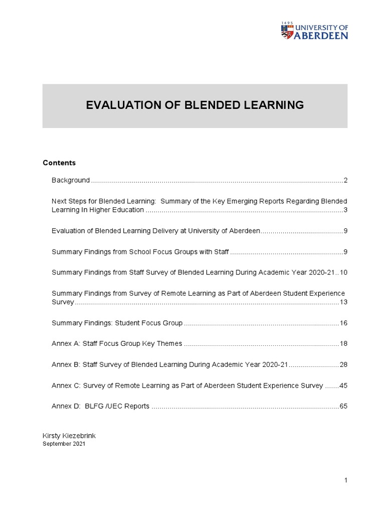 Blended Learning Evaluation Update | PDF | Educational Technology | Focus Group