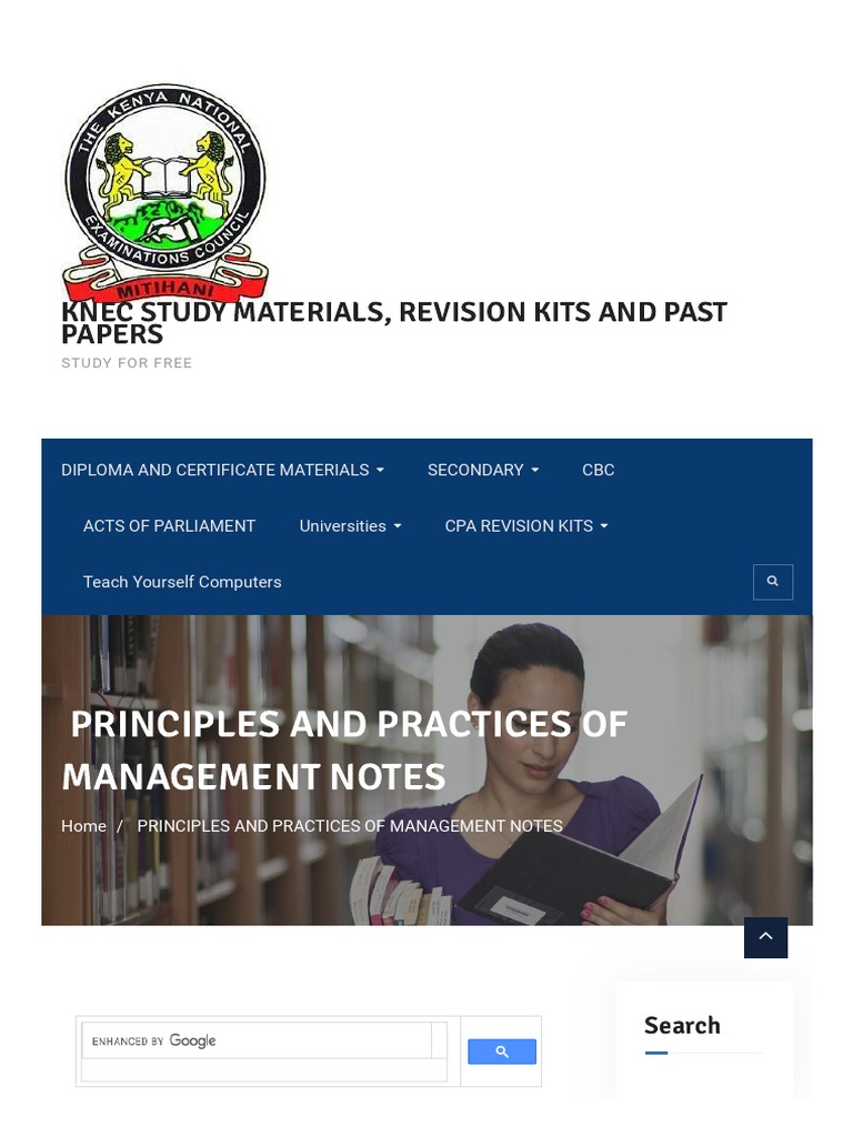 Principles and Practices of Management Notes - Knec Study Materials ...