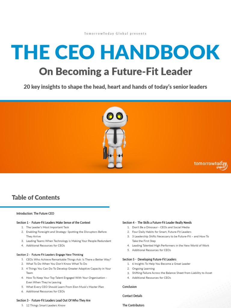 TomorrowToday CEO Handbook | PDF | Leadership | Experience