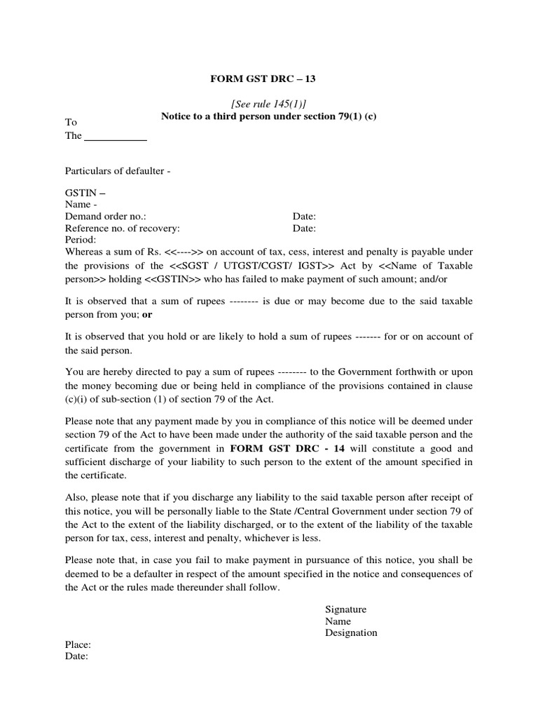 Form GST DRC13 | PDF
