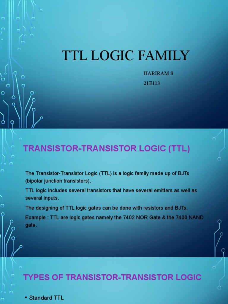 TTL LOGIC Family - Hariram-1 | Download Free PDF | Logic Gate | Cmos
