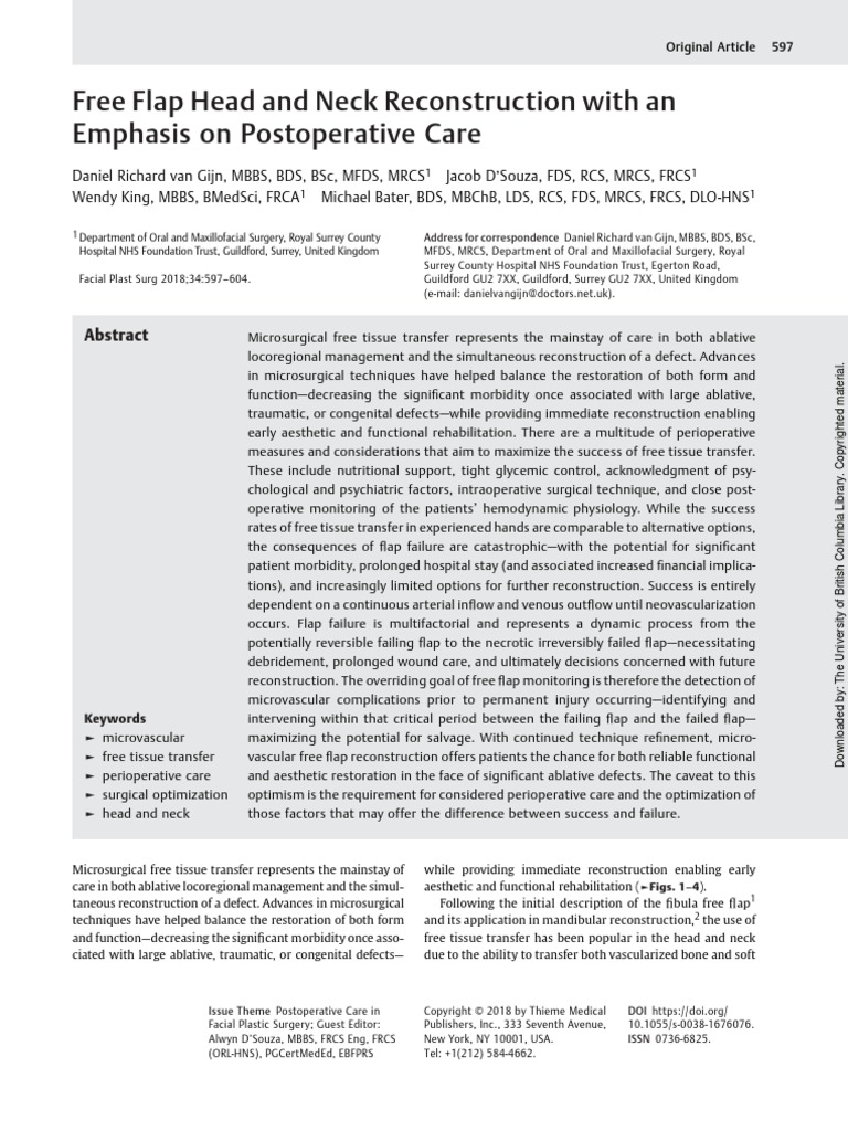 Free Flap Head and Neck Reconstruction | PDF | Surgery | Cirrhosis
