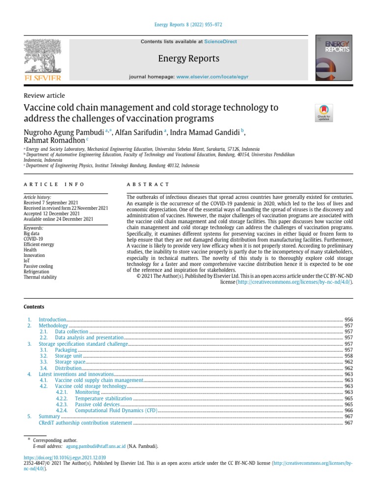 Vaccine Cold Chain Management and Cold Storage Technology | PDF