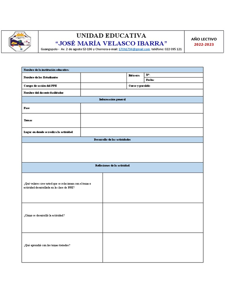 Plantilla, Bitácora | PDF