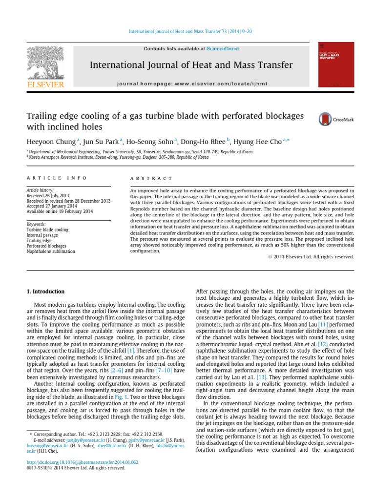 Trailing Edge Cooling of A Gas Turbine Blade With Perforated Blockages ...