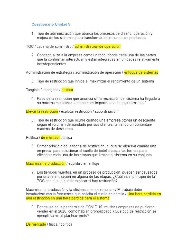 Cuestionario U5 | PDF