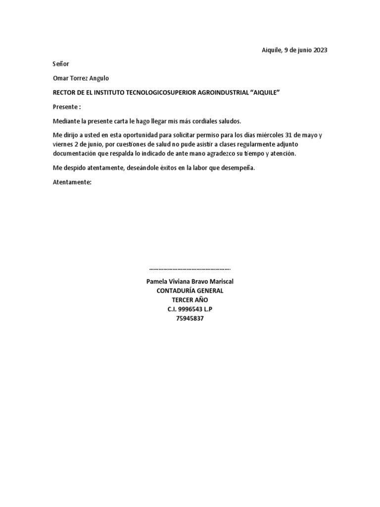 Carta Permiso Rector | PDF