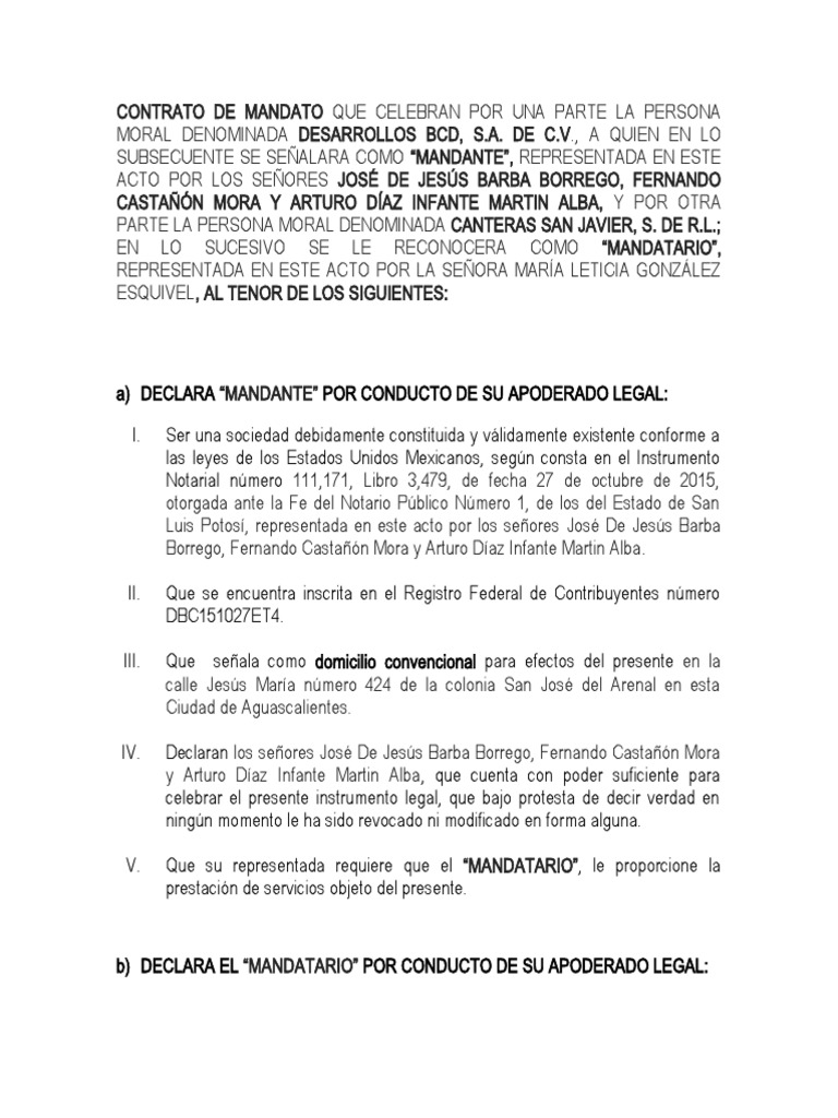 Contrato de Mandato | PDF