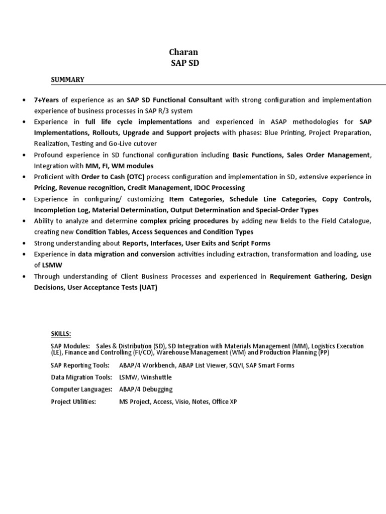 Charan SAP SD | PDF | Electronic Data Interchange | Sales