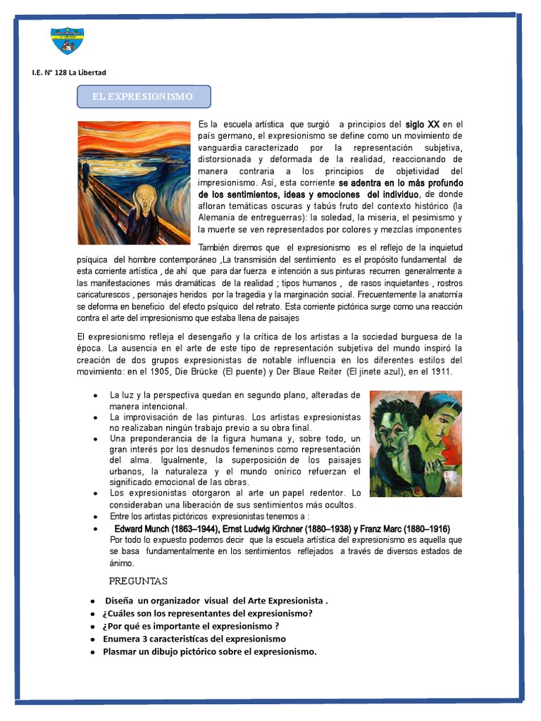 Ficha Del Expresionismo | PDF | Expresionismo | Movimientos de arte