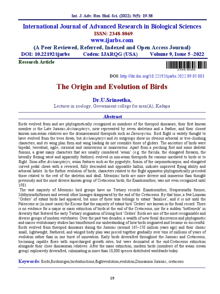 The Origin and Evolution of Birds | PDF | Dinosaurs | Birds