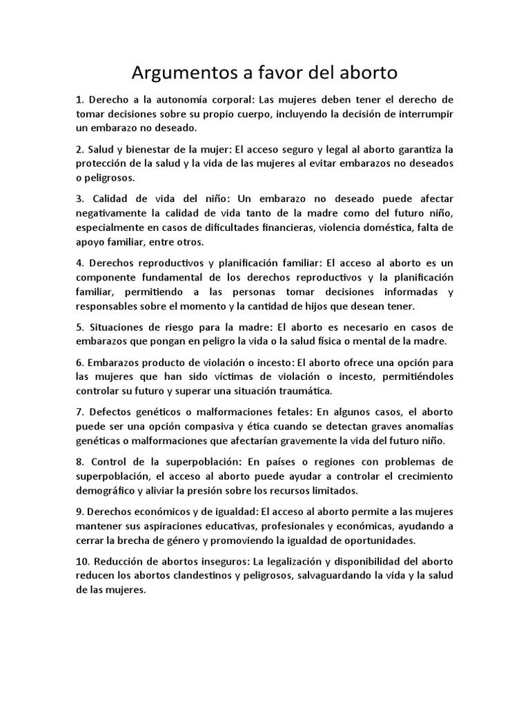 Argumentos A Favor Del Aborto | PDF