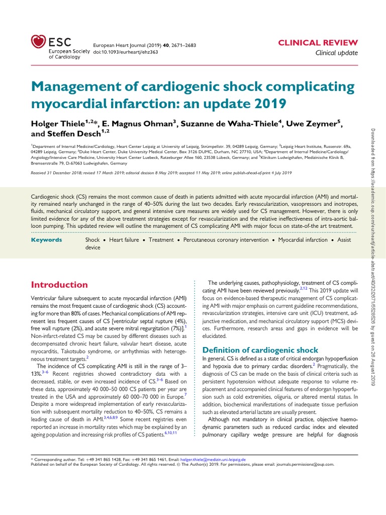 Managementul Socului Cardiogen | PDF | Myocardial Infarction | Shock ...