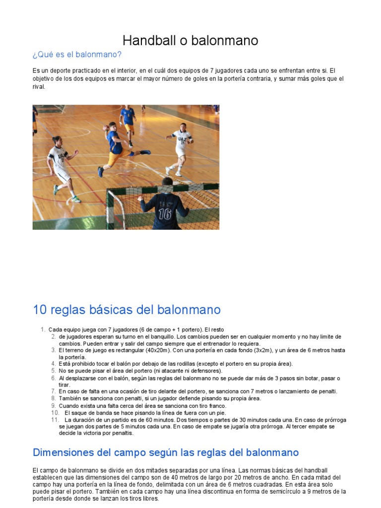 Reglamento de Handball | PDF