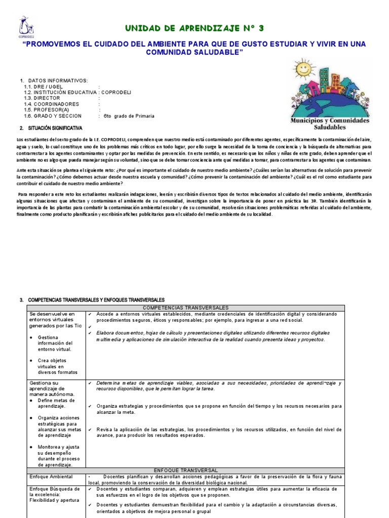 Unidad de Aprendizaje 3 - 6to Grado | PDF | Aprendizaje | Números