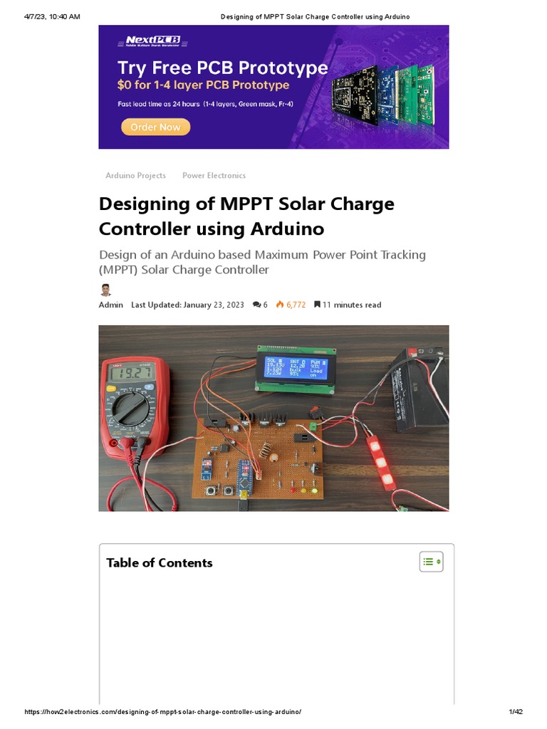 01.designing of MPPT Solar Charge Controller Using Arduino | PDF | Mosfet | Capacitor