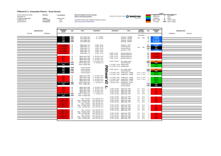 Pixtend v2 L Connection Planner Excel | PDF | Relay | Bipolar Junction ...
