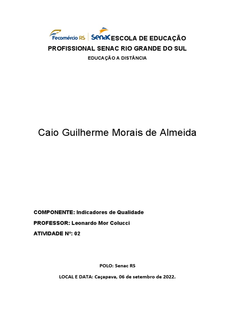 Atividade02 IndicadoresQualidade | PDF | Marketing