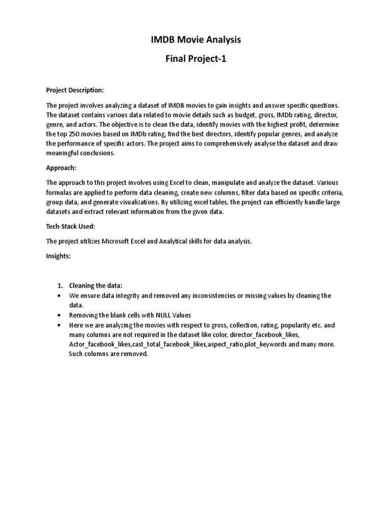Imdb Movie Analysis - Project 5 | PDF | Data