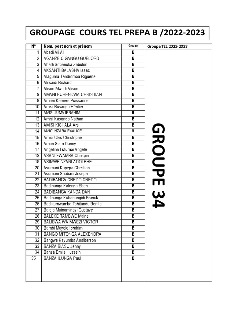 Groupage Cours Tel Prepa B-2022-2023 | PDF