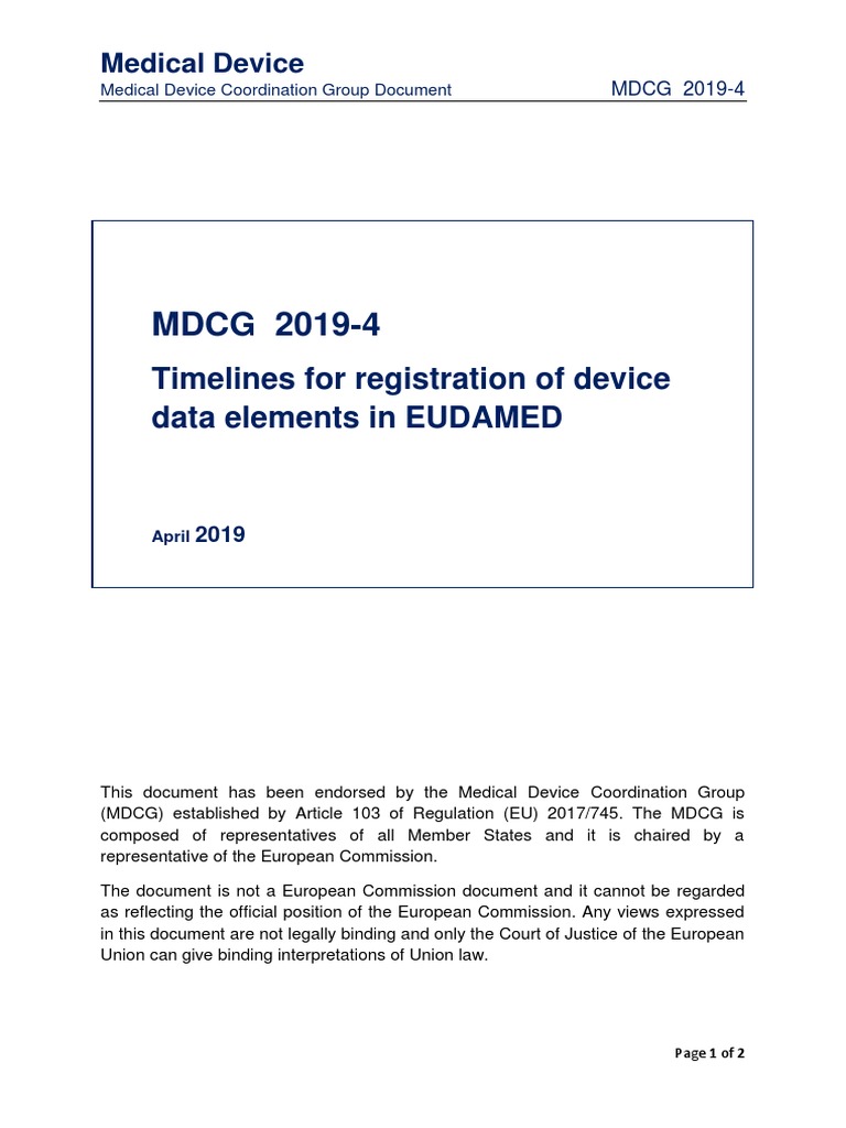 MD MDCG 2019 4 Devices Registration Eudamed en | PDF | Public Law ...