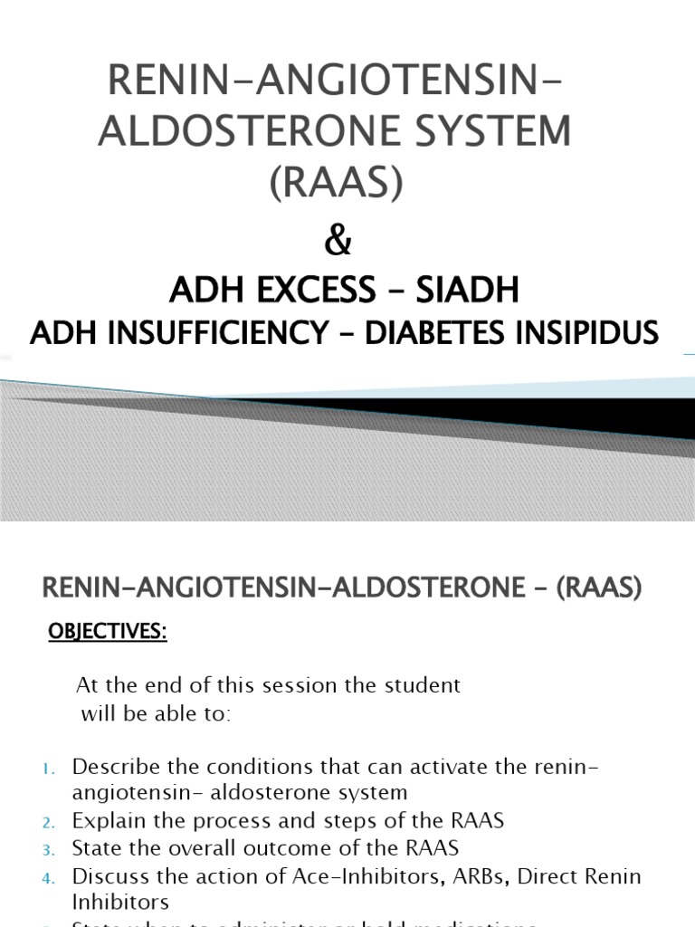 Renin-Angiotensin-Aldosterone System (Raas) With Siadh-Di | PDF ...