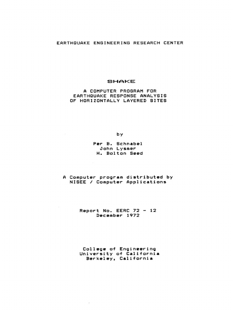 Schnabel Lysmer Seed 1972 | PDF | Young's Modulus | Waves