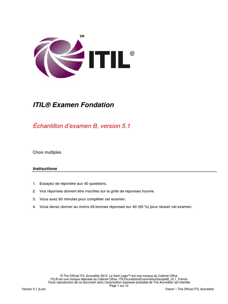 ITIL Examen Fondation | PDF | Itil | Business
