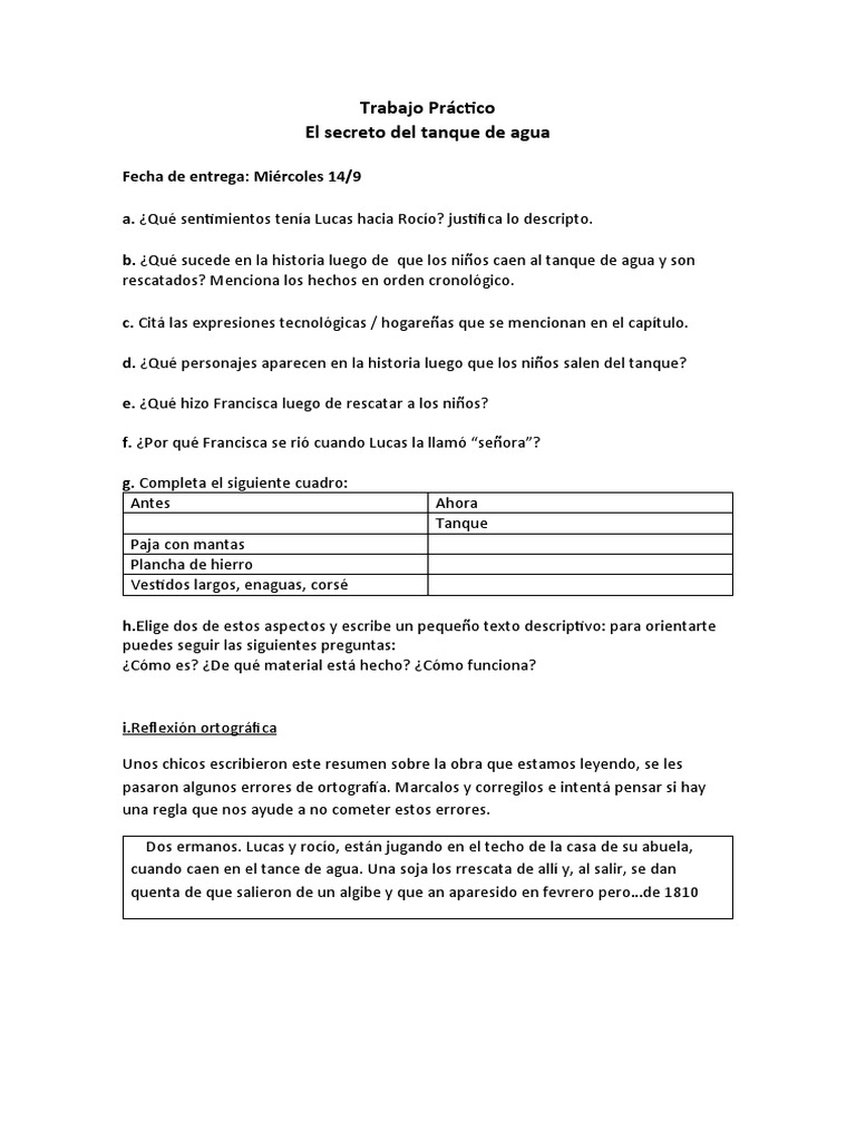 TP El Secreto Del Tanque de Agua | PDF