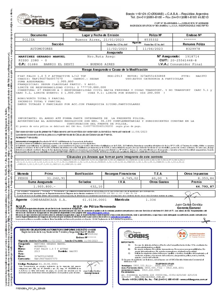Poliza Orbis Enero | PDF