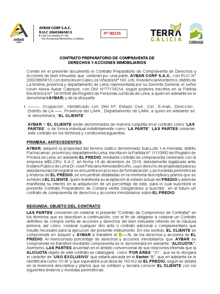 Contrato Modelo Orense | PDF