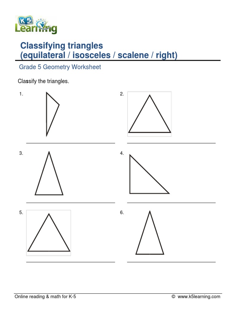 Grade 5 Geometry Classifying Triangles C | PDF