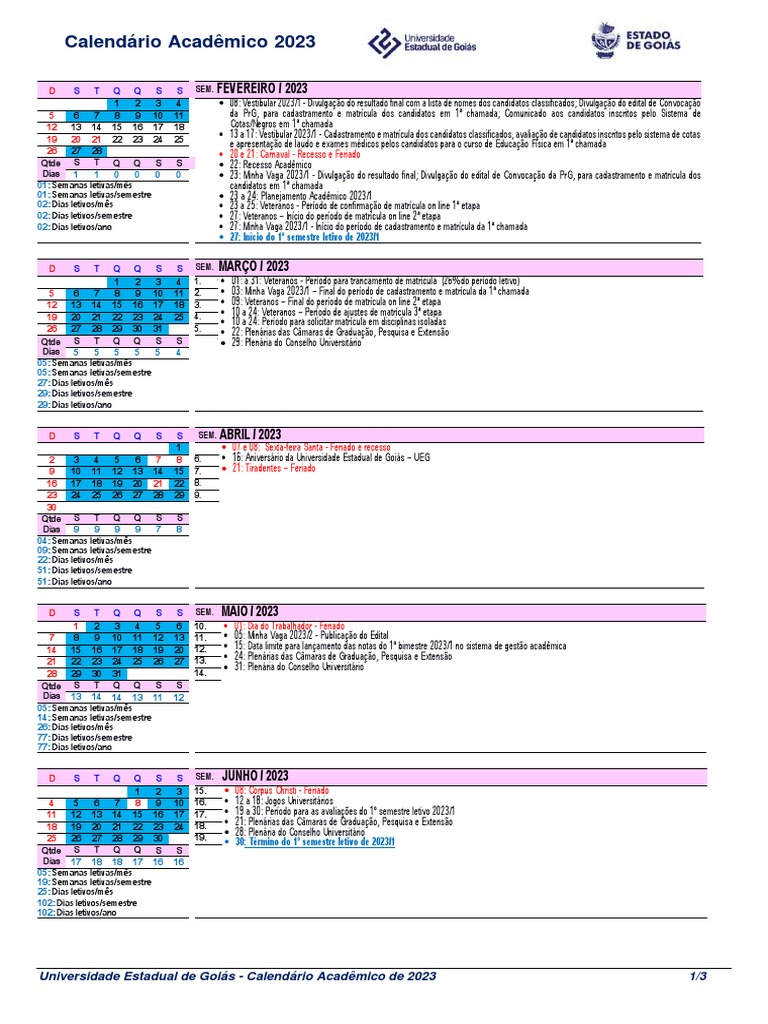 Calendario UEG 2023v6 | Download grátis PDF | Pós-graduação
