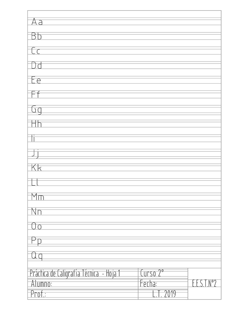 Hoja 1 de 2 Caligrafía Técnica T2 3def 2019 | PDF