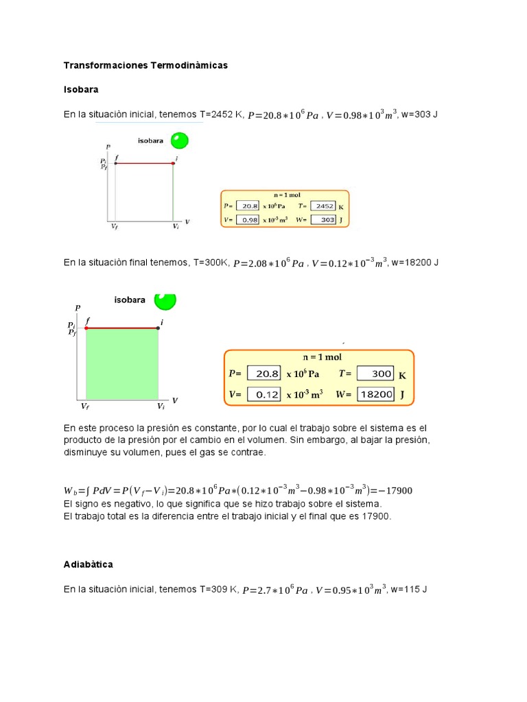 Transformaciones termodinamicas | PDF