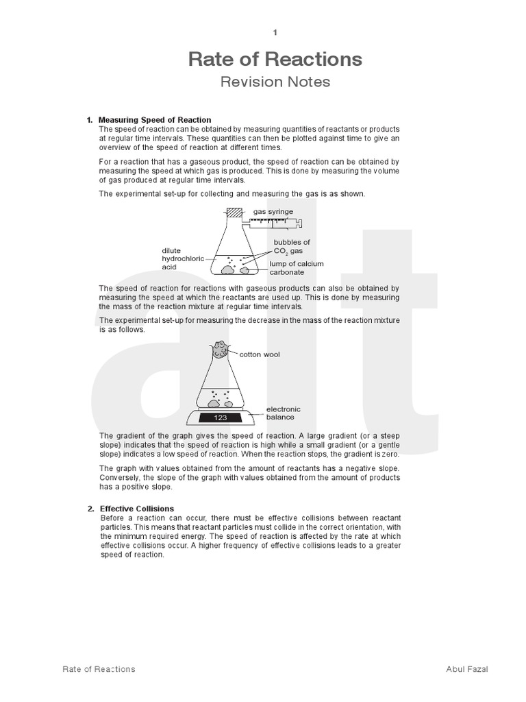 12 Rate of Reactions Revision Notes | PDF | Catalysis | Reaction Rate