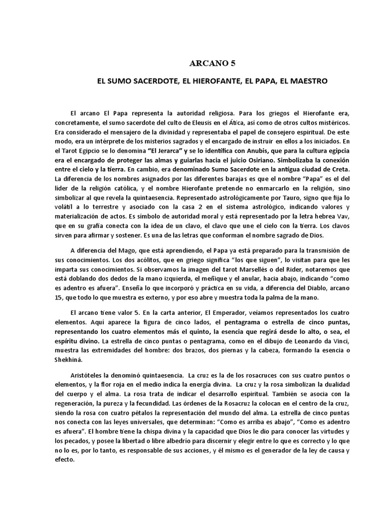 Significado del Arcano 5 en el Tarot | PDF | Osiris | Amor