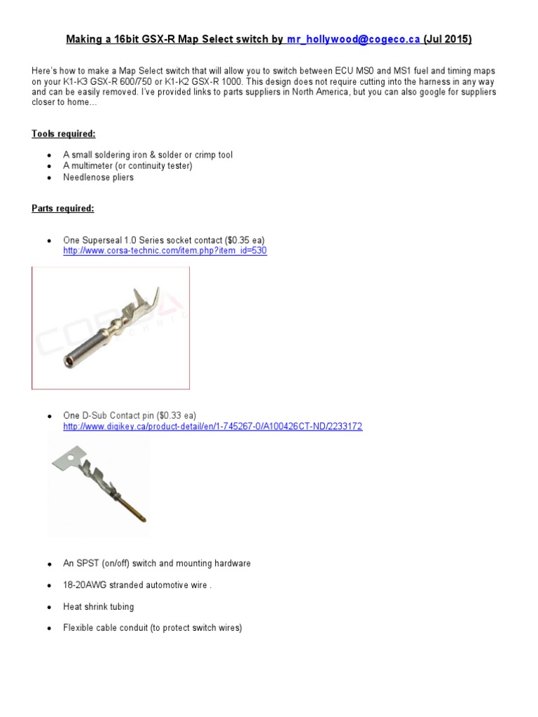 Installing A K1-K3 GSXR Map Select Switch | PDF | Electrical Connector ...