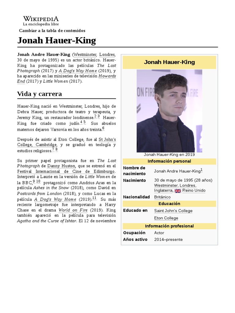Jonah Hauer-King: Actor y Filmografía | PDF
