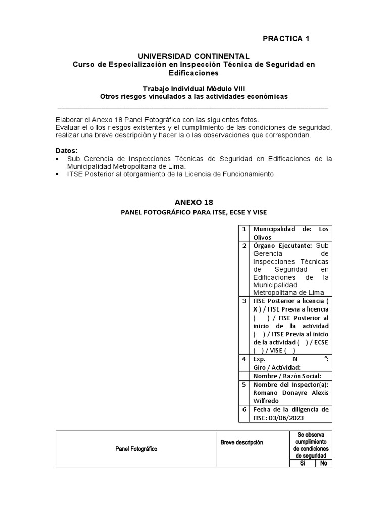 Practica 1 Módulo VIII Otros Riesgos | PDF