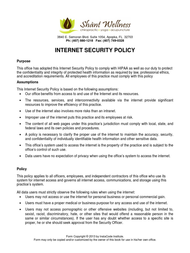 Internet Security Policy | PDF | Internet | Security