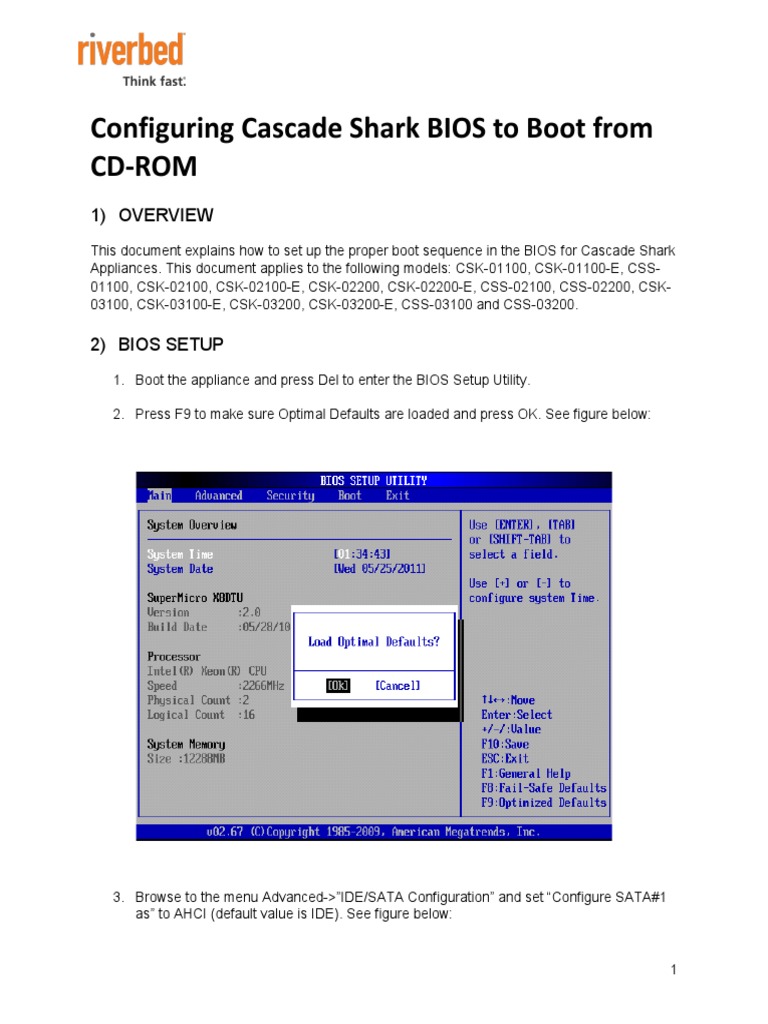 BIOS Settings To Boot Shark From CDROM | PDF | Bios | Booting