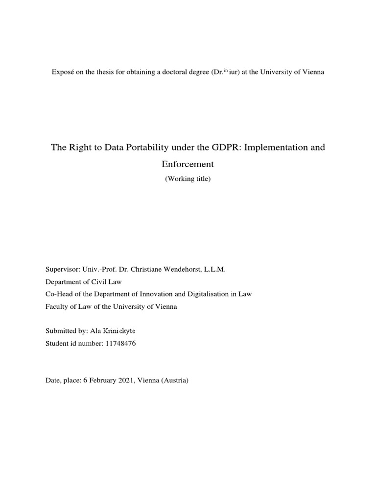 The Right To Data Portability Under The GDPR - Implementation and ... The Right To Data Portability Under The GDPR - Implementation and ...
