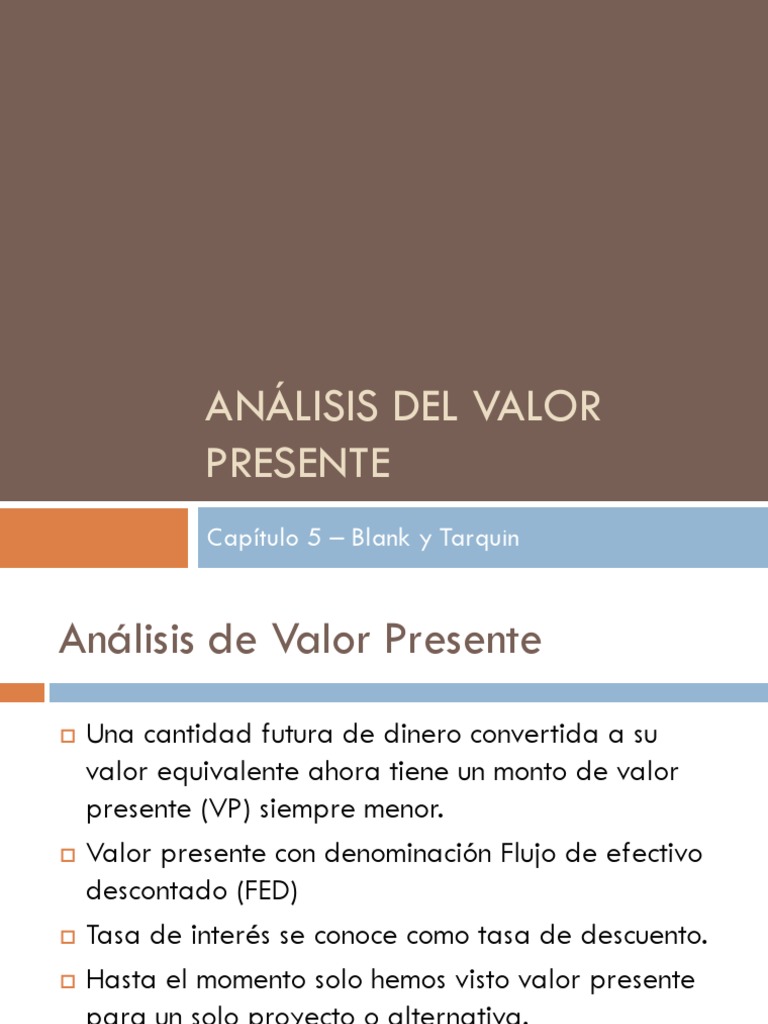 Tema 5-Análisis Del Valor Presente | PDF | Corporaciones | Oferta (economía)