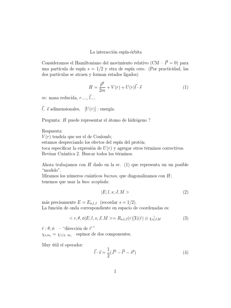 Spin Orbit | PDF | Integral | Mecánica cuántica