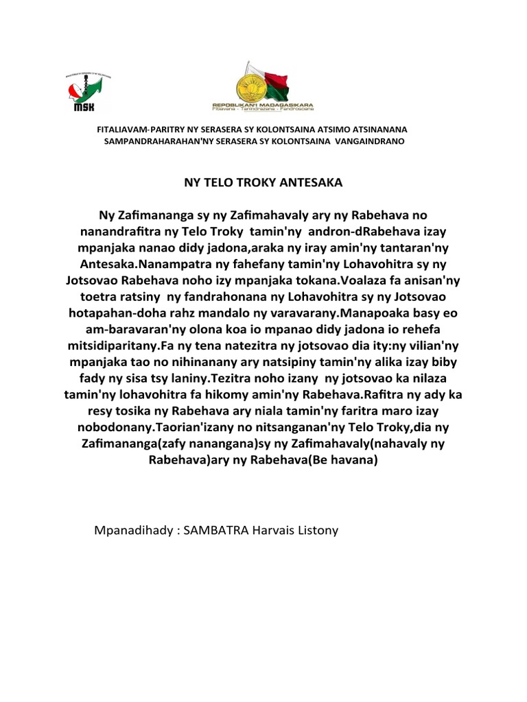 TELO TROKY ANTESAKA | PDF