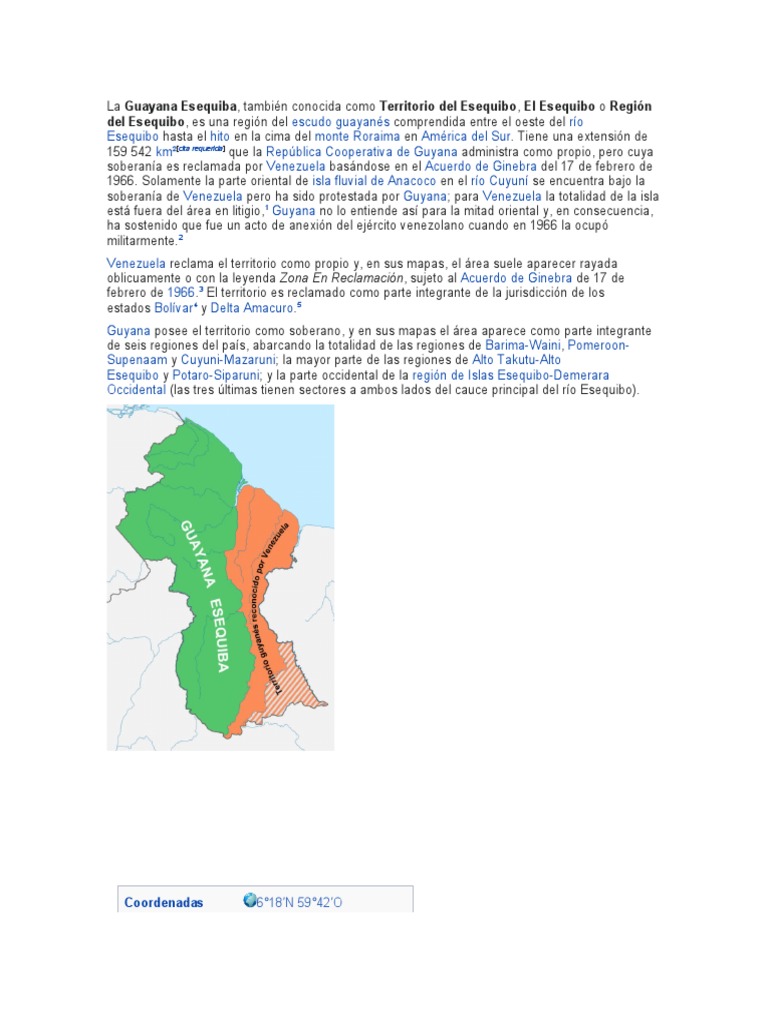 Del Esequibo, Es Una Región Del: Coordenadas | PDF | Venezuela | Gobierno