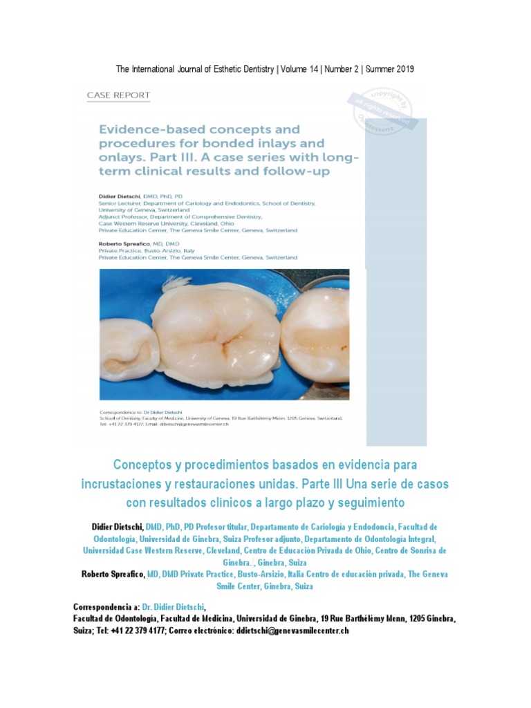 Conceptos y Procedimientos Basados en Evidencia para Incrustaciones y ...